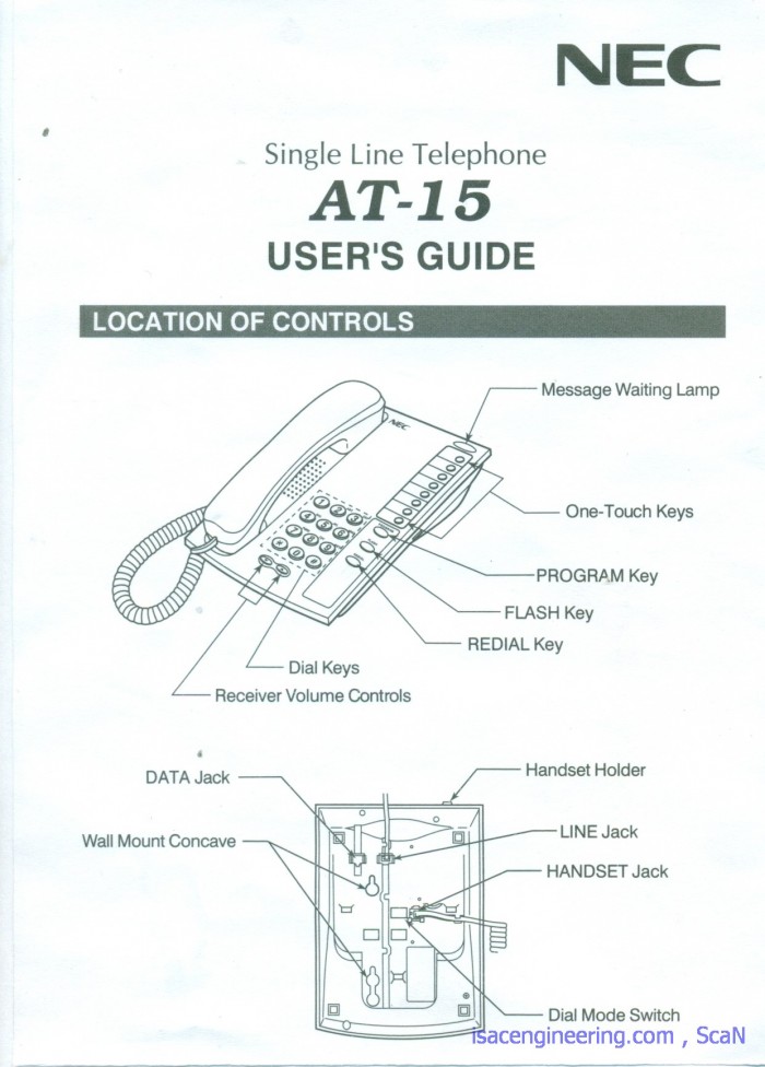 คู่มือการใช้งานเครื่องโทรศัพท์ NEC AT-15 – บริษัท ไอแซค เอ็นจิเนียริ่ง จำกัด ให้บริการ ระบบ ...